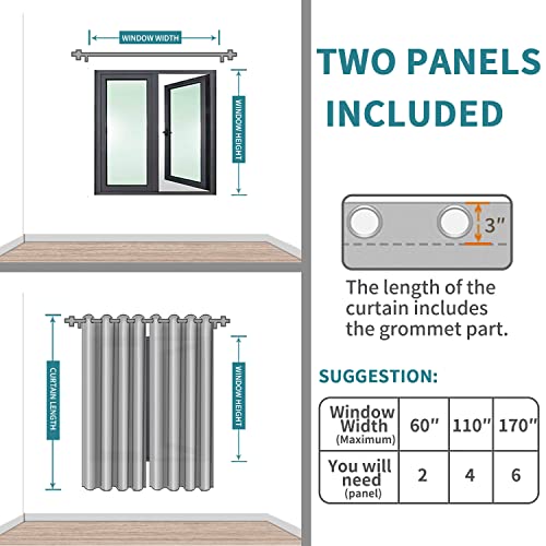 BGment Blackout Curtains for Bedroom - Grommet Thermal Insulated Room Darkening Curtains for Living Room, Set of 2 Panels (42 x 63 Inch, Navy Blue)