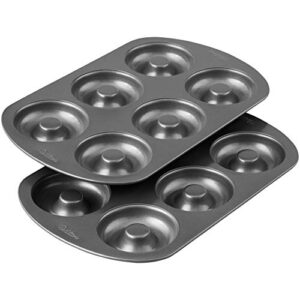 wilton non-stick 6-cavity donut baking pans, 2-count