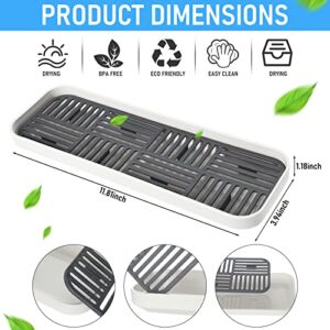 Youyole 3 Pcs Kitchen Soap Tray Sink, Double Layer Sink Organizer Dish and Sponge Holder with Detachable Drain for Dispenser Counter Bathroom Accessories Storage, Gray White, 11.81 x 3.94 1.18 inches