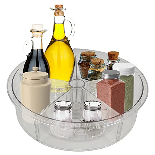 Lazy Susan, Cabinet Organizer, Divided Spinning Storage Container Kitchen Organizer for Cabinets, Pantry, Countertops, Fridge, Bathroom, Turntable Spice Rack for The Kitchen Cupboard