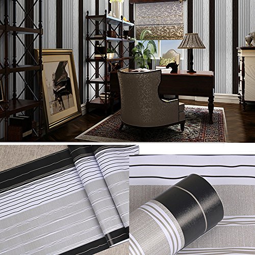 Yifely Black White Striped Furniture Paper Self-Adhesive Shelf Liner Countertop Sticker 17x118 Inches