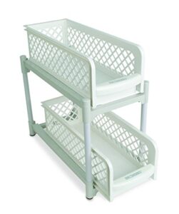 basket drawers 15″ versatile 2 tier portable sliding