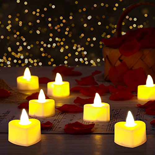 2000 Pieces Artificial Rose Petals with 24 Pieces LED Tea Lights Candles, Cridoz Romantic Decorations Special Night Set for Romantic Night, Valentine's Day, Wedding Anniversary or Table Décor