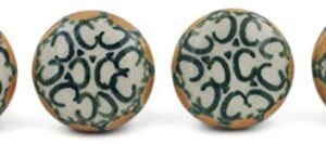 Polish Pottery Set of 4 Drawer Pull Knobs 1-1/2 inch Made by Ceramika Artystyczna (Autumn Wheatfields Theme) + Certificate of Authenticity