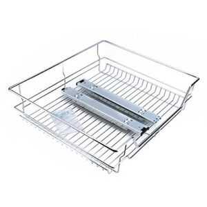 pull out cabinet organizer, electroplated stainless steel wire basket, under shelf storage basket sliding organizer drawer for installation into 600mm wide kitchen carcass