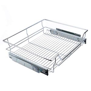 Pull Out Cabinet Organizer, Electroplated Stainless Steel Wire Basket, Under Shelf Storage Basket Sliding Organizer Drawer for Installation into 600mm Wide Kitchen Carcass