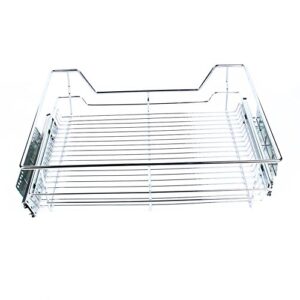 Pull Out Cabinet Organizer, Electroplated Stainless Steel Wire Basket, Under Shelf Storage Basket Sliding Organizer Drawer for Installation into 600mm Wide Kitchen Carcass