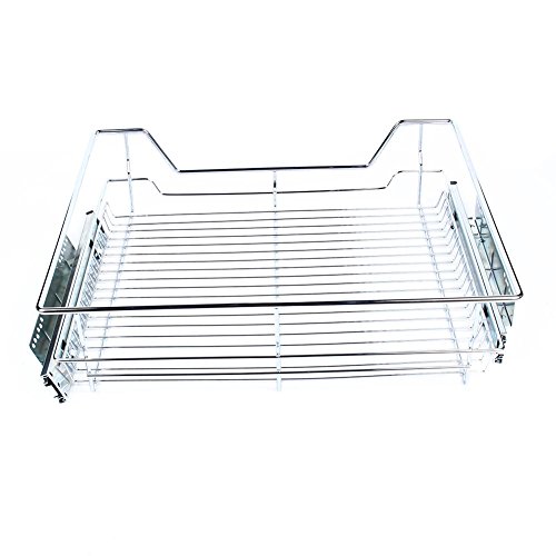 Pull Out Cabinet Organizer, Electroplated Stainless Steel Wire Basket, Under Shelf Storage Basket Sliding Organizer Drawer for Installation into 600mm Wide Kitchen Carcass