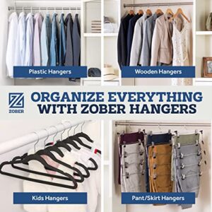 Zober Wooden Hangers 20 Pack - Non Slip Wood Clothes Hanger for Suits, Pants, Jackets w/ Bar & Cut Notches - Heavy Duty Clothing Hanger Set - Coat Hangers for Closet - Natural