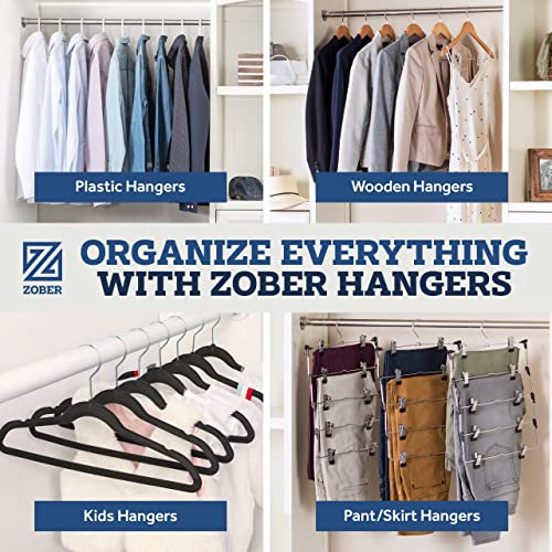 Zober Wooden Hangers 20 Pack - Non Slip Wood Clothes Hanger for Suits, Pants, Jackets w/ Bar & Cut Notches - Heavy Duty Clothing Hanger Set - Coat Hangers for Closet - Natural