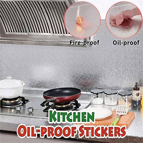 PoetryHome Self Adhesive Oil Proof Aluminum Foil Shelf Liner for Kitchen Backsplash Countertop Cabinet Drawer Cupboard Shelves Table Fridge Sticker Wall Paper Removable 15.7x78.7 Inches