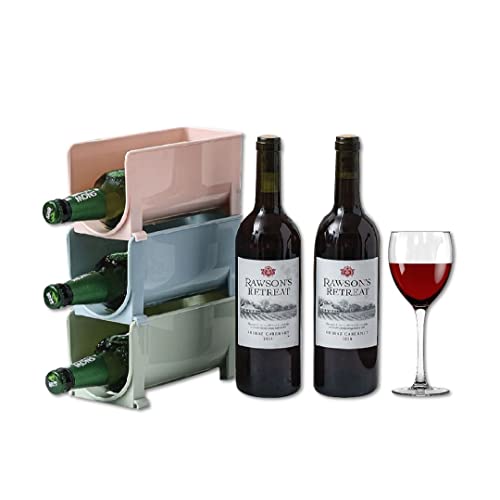 Wine and Water Bottle Holder, Vertical Stackable Wine Rack, Kitchen Storage Organizer for Fridge, Home Bars, Pantry and Cabinets Organization, Countertop Free-Standing Wine Shelf, 3 Pack