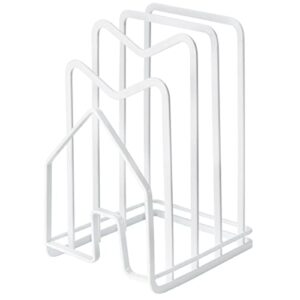 haocess pot lid organizer, cutting board rack, kitchen shelf chopping board rack, kitchen countertop drain storage shelf, bedroom study bookshelf desk organization (white)