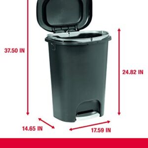 Rubbermaid Classic 13 Gallon Premium Step-On Trash Can with Lid and Stainless-Steel Pedal, Black Waste Bin for Kitchen