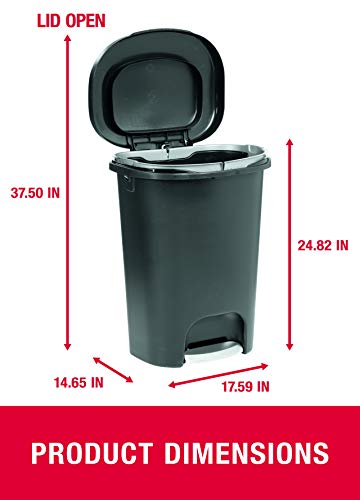 Rubbermaid Classic 13 Gallon Premium Step-On Trash Can with Lid and Stainless-Steel Pedal, Black Waste Bin for Kitchen