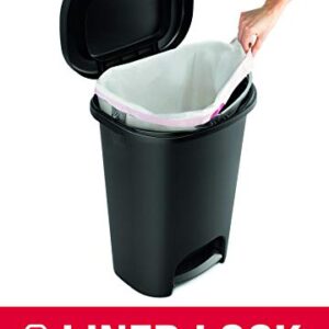 Rubbermaid Classic 13 Gallon Premium Step-On Trash Can with Lid and Stainless-Steel Pedal, Black Waste Bin for Kitchen