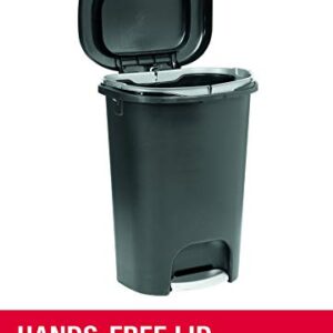 Rubbermaid Classic 13 Gallon Premium Step-On Trash Can with Lid and Stainless-Steel Pedal, Black Waste Bin for Kitchen