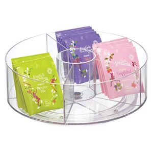 iDesigniDesign Recycled Plastic Extra-Large Bin, 10” x 8” x 5 & Cabinet Binz Divided Rotating Turntable Tea Packet Organizer, 9" x 9" x 3.01", CleariDesign