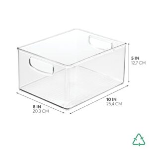 iDesigniDesign Recycled Plastic Extra-Large Bin, 10” x 8” x 5 & Cabinet Binz Divided Rotating Turntable Tea Packet Organizer, 9" x 9" x 3.01", CleariDesign