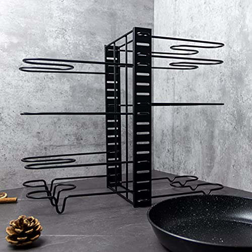 Pot Rack Organizers, Lid Organizer for Pots and Pans, 8 Tiers Pots and Pans Organizer with 3 DIY Methods, Adjustable Pot Lid Holders Pan Rack for Kitchen Counter and Cabinet by KAUKKO (KKS21-8 Tiers)