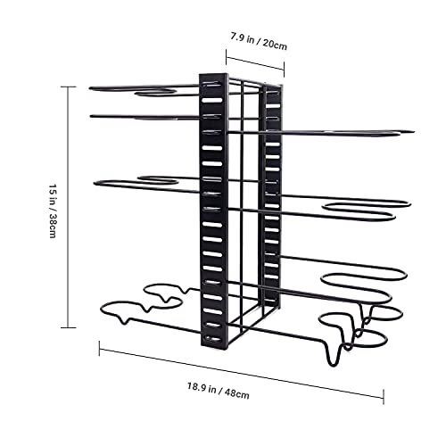 Pot Rack Organizers, Lid Organizer for Pots and Pans, 8 Tiers Pots and Pans Organizer with 3 DIY Methods, Adjustable Pot Lid Holders Pan Rack for Kitchen Counter and Cabinet by KAUKKO (KKS21-8 Tiers)