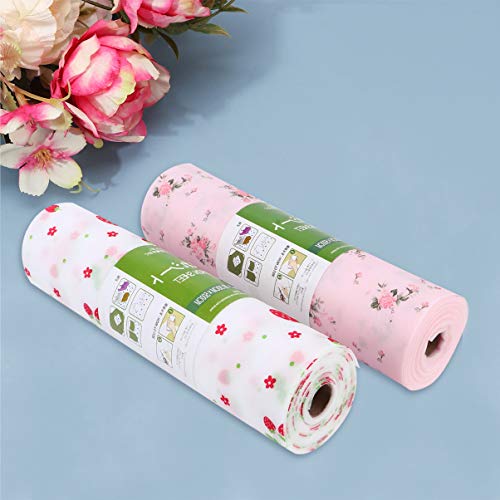 DOITOOL 2 Rolls Waterproof Shelf Liners Kitchen Drawer Mats Anti- Oil Rose Strawberry Printed Cupboard Pad Refrigerator Liners Table Place Mat for Kitchen Cabinet