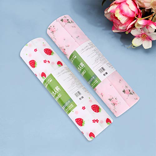 DOITOOL 2 Rolls Waterproof Shelf Liners Kitchen Drawer Mats Anti- Oil Rose Strawberry Printed Cupboard Pad Refrigerator Liners Table Place Mat for Kitchen Cabinet