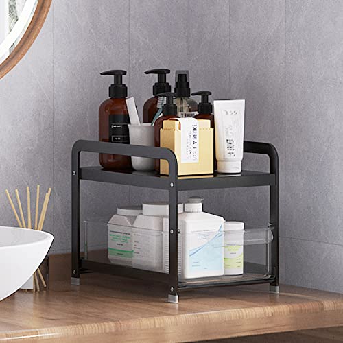 GILLAS Under Sink Organizer and Storage, Under Counter Storage for Kitchen, Under Cabinet Organizer for Bathroom, Sliding Basket Organizer, Black