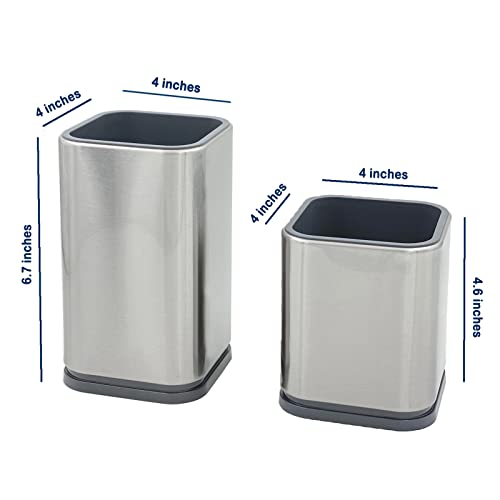 2PC Stainless Steel Kitchen Utensil Holder Utensil Organizer, Modern Square Design