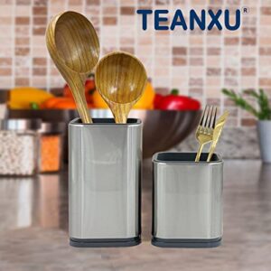 2PC Stainless Steel Kitchen Utensil Holder Utensil Organizer, Modern Square Design