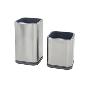 2PC Stainless Steel Kitchen Utensil Holder Utensil Organizer, Modern Square Design