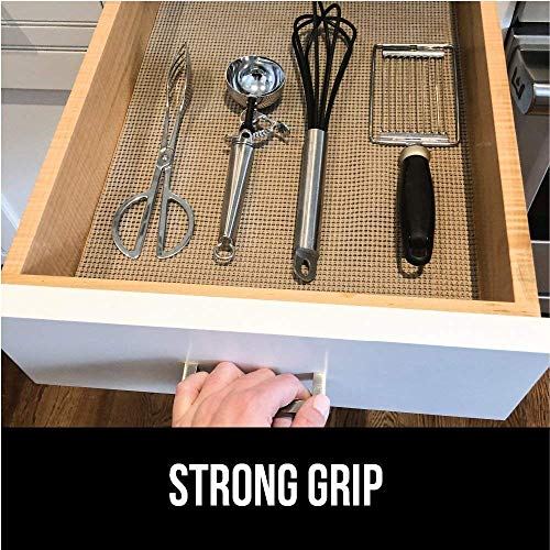 Gorilla Grip Drawer Liner and Under Sink Mat Liner, Both in Chevron Gray White Pattern, Drawer and Shelf Liner Size is 17.5x10, Under Sink Mat Size is 24x30, Waterproof, Easy to Trim, 2 Item Bundle