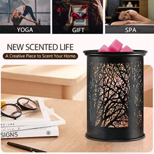 YUWENUS Electric Wax Melt Warmer Metal Wax Warmer for Scented Wax Fragrance Candle Oil Burner with 2 Light Bulbs for Gift Home Office Bedroom (Black)