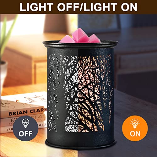 YUWENUS Electric Wax Melt Warmer Metal Wax Warmer for Scented Wax Fragrance Candle Oil Burner with 2 Light Bulbs for Gift Home Office Bedroom (Black)