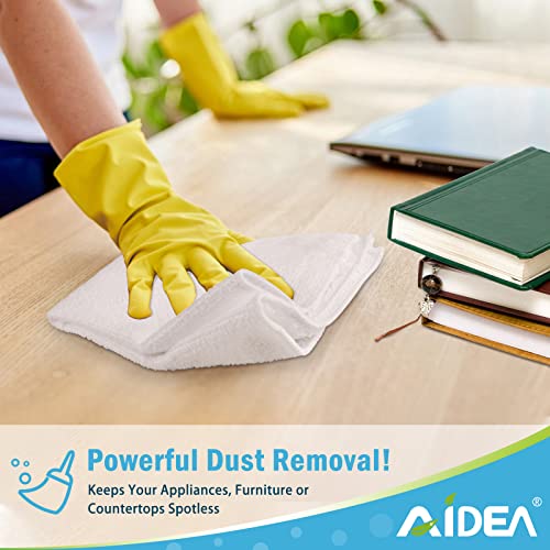 AIDEA Microfiber Cleaning Cloths White-50PK, Strong Water Absorption, Lint-Free, Scratch-Free, Streak-Free, Dish Towels White (11.5in.x 11.5in.)