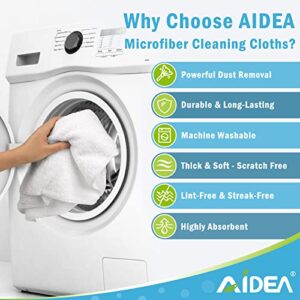 AIDEA Microfiber Cleaning Cloths White-50PK, Strong Water Absorption, Lint-Free, Scratch-Free, Streak-Free, Dish Towels White (11.5in.x 11.5in.)