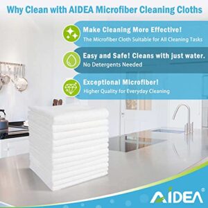 AIDEA Microfiber Cleaning Cloths White-50PK, Strong Water Absorption, Lint-Free, Scratch-Free, Streak-Free, Dish Towels White (11.5in.x 11.5in.)