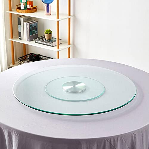 50-120cm Rotating Tray Large Lazy Susan Turntable Silent Serving Plate, Round Tempered Glass Turntable Swivel Tray, 8MM Thick 24" 36" 40" Anti-tilt Spinning Tray Dining Table Centerpiece