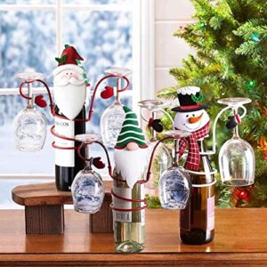 fyawsl 3pc christmas holiday wine bottle & glass holders countertop, hold 1 wine bottle and 2 glasses, perfect for home decor & kitchen storage rack, bar, wine cellar, cabinet, pantry