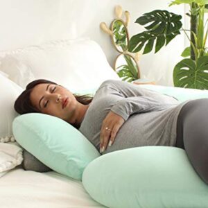 Pharmedoc The CeeCee Pillow Pregnancy Pillows C-Shape Full Body Pillow and Maternity Support ( Mint Jersey Cover)- Support for Back, Hips, Legs, Belly a Must Have for Pregnant Women