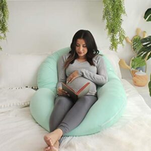 Pharmedoc The CeeCee Pillow Pregnancy Pillows C-Shape Full Body Pillow and Maternity Support ( Mint Jersey Cover)- Support for Back, Hips, Legs, Belly a Must Have for Pregnant Women