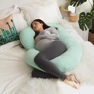 Pharmedoc The CeeCee Pillow Pregnancy Pillows C-Shape Full Body Pillow and Maternity Support ( Mint Jersey Cover)- Support for Back, Hips, Legs, Belly a Must Have for Pregnant Women