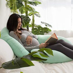 Pharmedoc The CeeCee Pillow Pregnancy Pillows C-Shape Full Body Pillow and Maternity Support ( Mint Jersey Cover)- Support for Back, Hips, Legs, Belly a Must Have for Pregnant Women