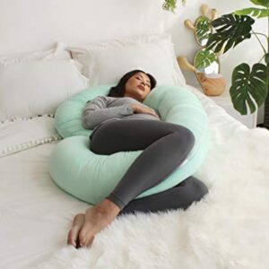 Pharmedoc The CeeCee Pillow Pregnancy Pillows C-Shape Full Body Pillow and Maternity Support ( Mint Jersey Cover)- Support for Back, Hips, Legs, Belly a Must Have for Pregnant Women