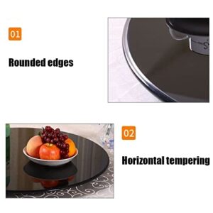 ZYBO Black Tempered Glass Dining Table Turntable Lazy Susan Rotating Plate Round Serving Tray 40-100cm Table Top Serving Plate for Easy to Share All Food, 40cm/16inch