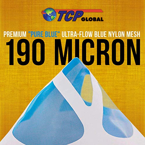 TCP Global 50 Pack of Paint Strainers with Fine 190 Micron Filter Tips - Premium "Pure Blue" Ultra-Flow Blue Nylon Mesh - Cone Paint Filter Screen