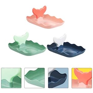 Hemoton 3Pcs Pot Lid Holder Stand Mermaid Fish Tail Spoon Rest Utensil Holder Pan Cover Rack Shelf Cutting Board Organizer Drip Tray for Spatula Ladle Phone 3 Colors