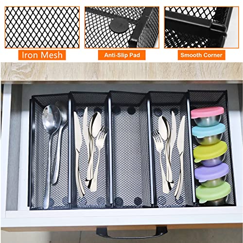 YuGtcen Silverware Organizer 6 Pcs, 8.7 Inch, Silverware Tray for Drawer for Kitchen Flatware & Utensil Storage, Mesh Drawer Dividers Cutlery Organizer in Drawer for Flatware, Spoon, Knife, Cosmetic