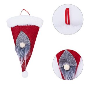 XIMINZ 12Pcs Christmas Santa Hats Silverware Holders, Nordic Santa Gnome Knife and Fork Holder Cover Tableware Bag Cutlery Holder Plush Bag Christmas Party Table Dinner Decor (red)