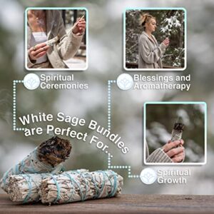 Handcrafted 4 Inch White Sage Sticks - Fresh, Natural California Sage Smudge Sticks with Instructions & Blessings - Wand Sage for Cleansing House Negative Energy & Other Smudging Rituals